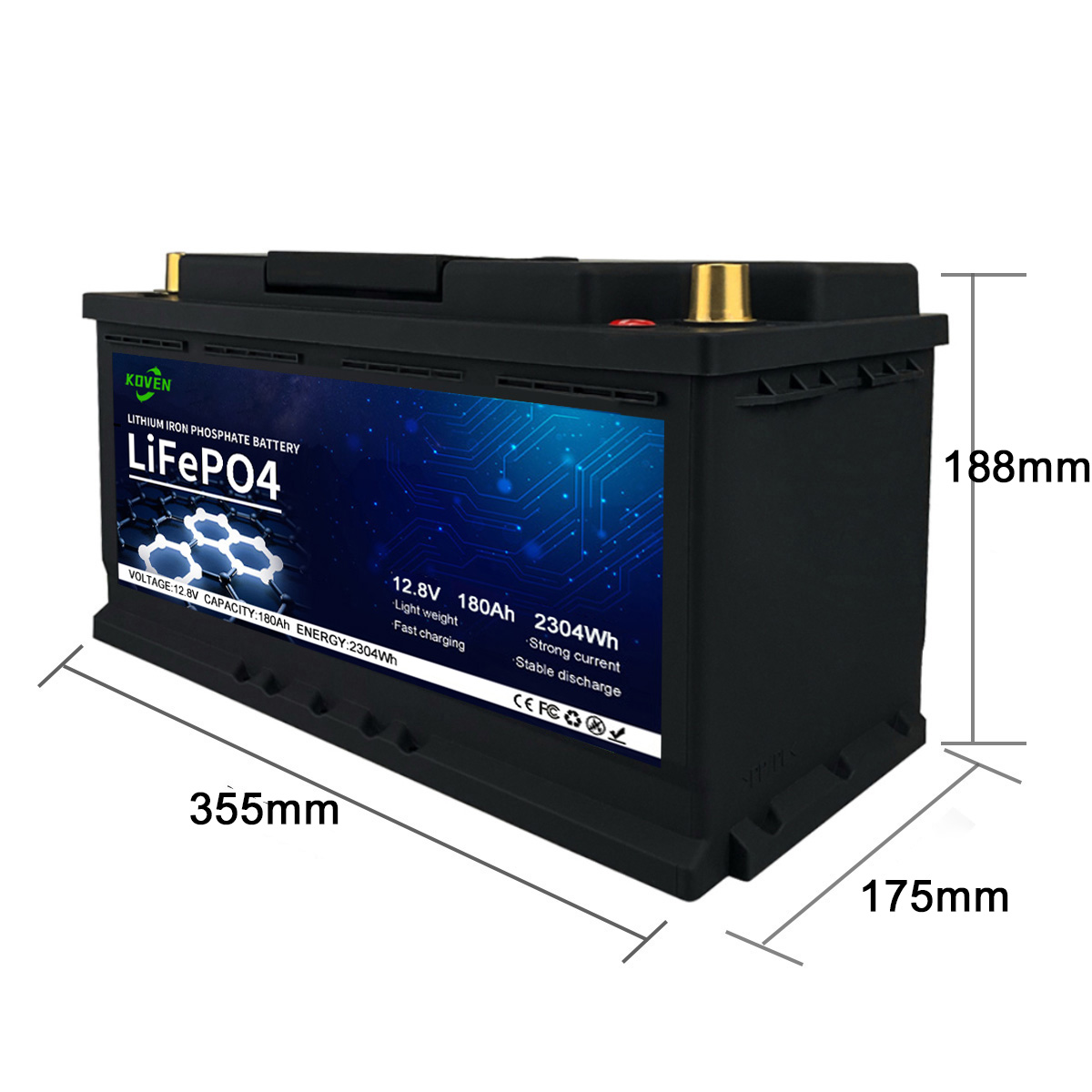 12v 180ah lifepo4 battery motorhome under seat battery – Koven lithium ...